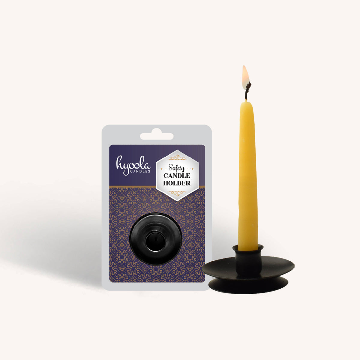 Metal Self-Standing Safety Candle Holder - Black - 1/2" D.